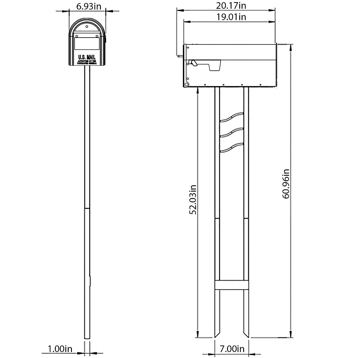 Architectural Mailboxes Franklin Galvanized Steel Mailbox and Post Kit, FM11KITEC, Black, Medium Capacity