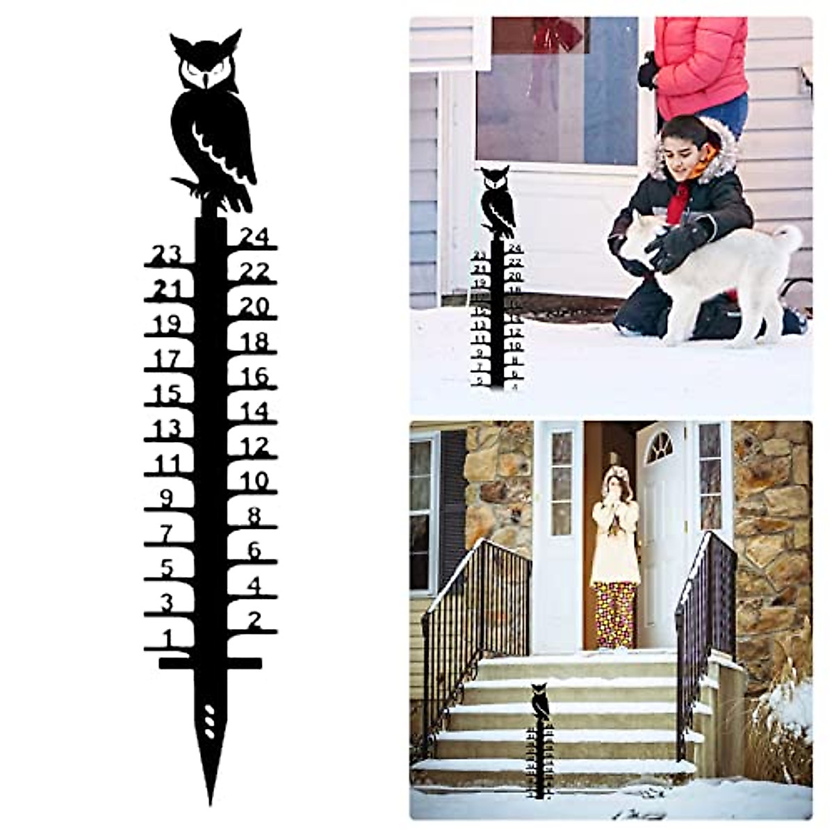 48 Inch Digital Level Gift 24cm Snowflake Snow Measuring Instrument Snowmobile Snow Measuring Instrument Metal Snow Measuring Ruler Outdoor Garden Ornament Hoop House (Black, One Size)