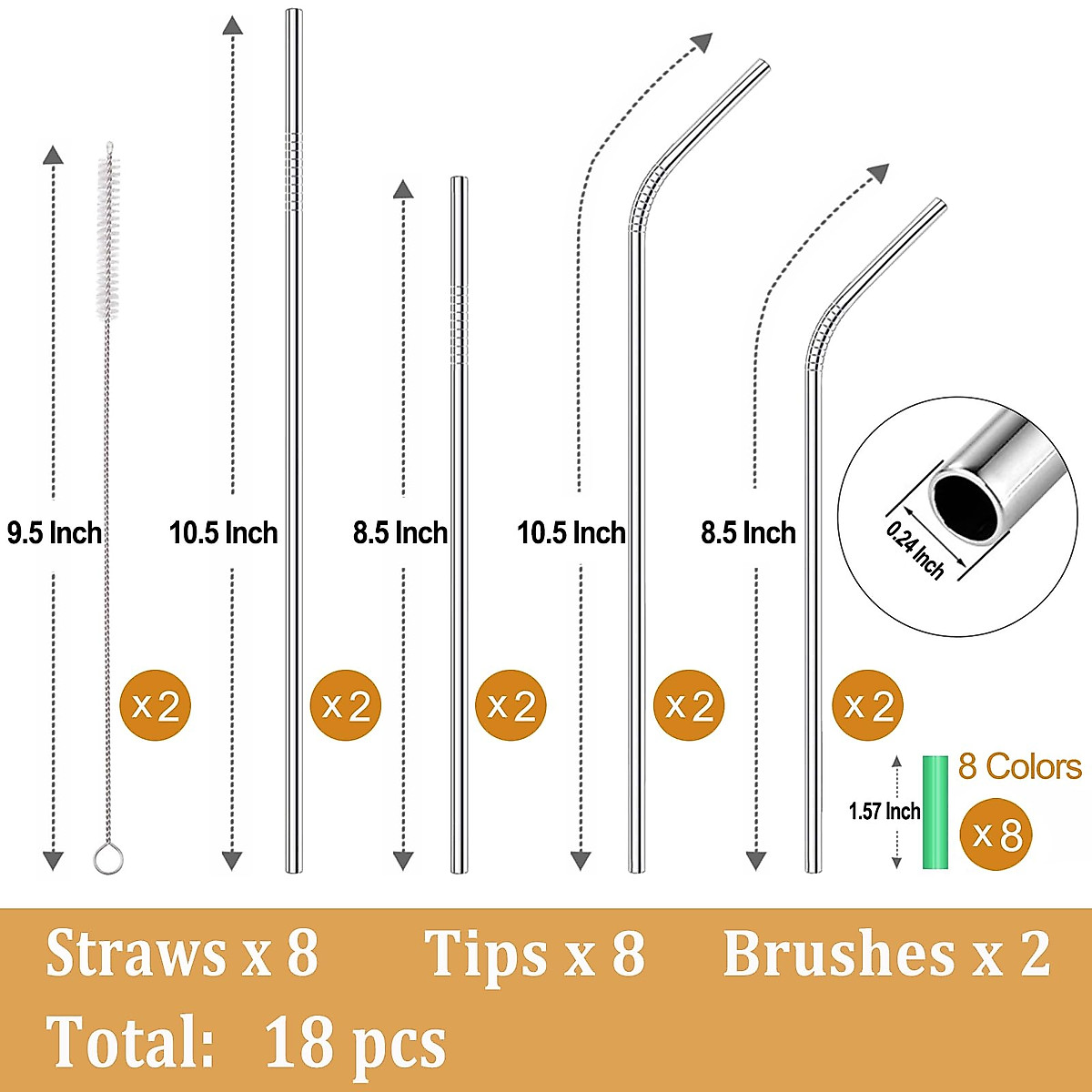 56 Pcs Silverware Set with Steak Knives and Metal Straw for 8,Stainless Steel Flatware Set, Mirror Polished Cutlery Utensil Set, Home Kitchen Eating Tableware Set,Fork Knife Spoon Set,Dishwasher Safe