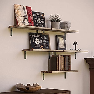 RICHER HOUSE Floating Wall Shelves, Rustic Wood Bathroom Shelves Set of 5, Farmhouse Style Floating Shelf for Wall Décor, Hanging Shelves for Bedroom, Storage, Kitchen, Living Room - Carbonized Black