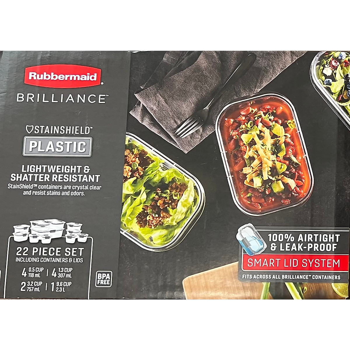 Rubbermaid Brilliance 22-piece Food Storage Container Set