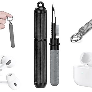 Cleaner Kit for AirPods Cleaner, Multi-Function Cleaning Kit Pen with Soft Brush Flocking Sponge for Airpods Pro 1 2 3 Bluetooth Headphone Case Cleaning Tools, 1 Pack with Keychain
