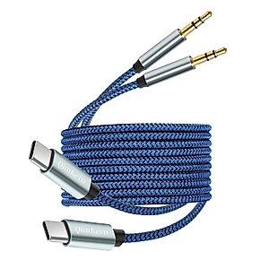 QimKero USB C to 3.5mm Audio Aux Jack Cable (4.3ft, 2-Pack) - USB C to 3.5mm Headphone Car Stereo Cord, Compatible with Samsung Galaxy S23 S22 S21 S20+ Note 20, Google Pixel 3 4 5 XL, iPad