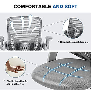 Drafting Chair - Tall Office Chair for Standing Desk Mesh Chair with Mid-Back and Height Adjustable Swivel Chair with Lumbar Support and Flip-up Armrests for Adults