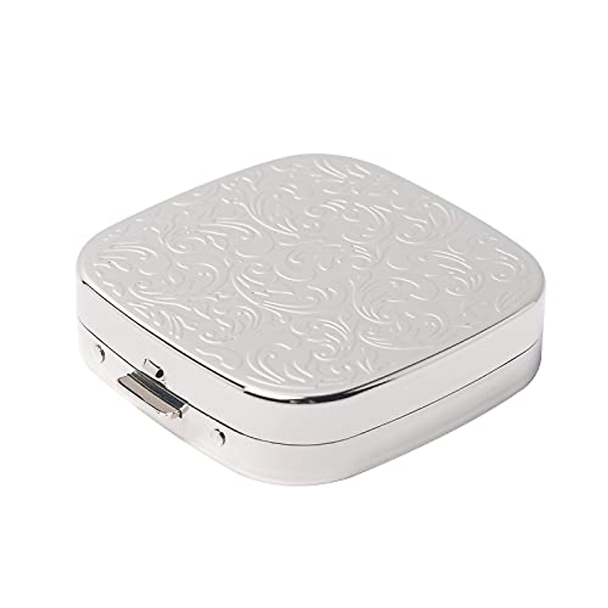 Portable Mini Metal Travel Medicine Box/3 Compartments (Square silver)