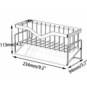 Kitchen Sink Caddy Sponge Holder , 304 Stainless Steel Kitchen Soap Dispenser Caddy Organizer - Quick Draining, Stainless Steel Tray - Holds Sponge, Dish Soap Dispenser, Cleaning Towel, Scrubber