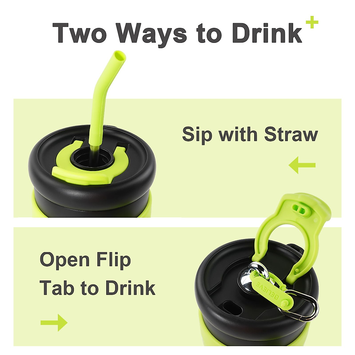 40 oz Tumbler with Handle, Stainless Steel Double Wall Vacuum Bottle Travel Mug, 100% Leakproof Insulated Tumbler with Straw and Lid, Reusable Coffee cup for gift (Black)