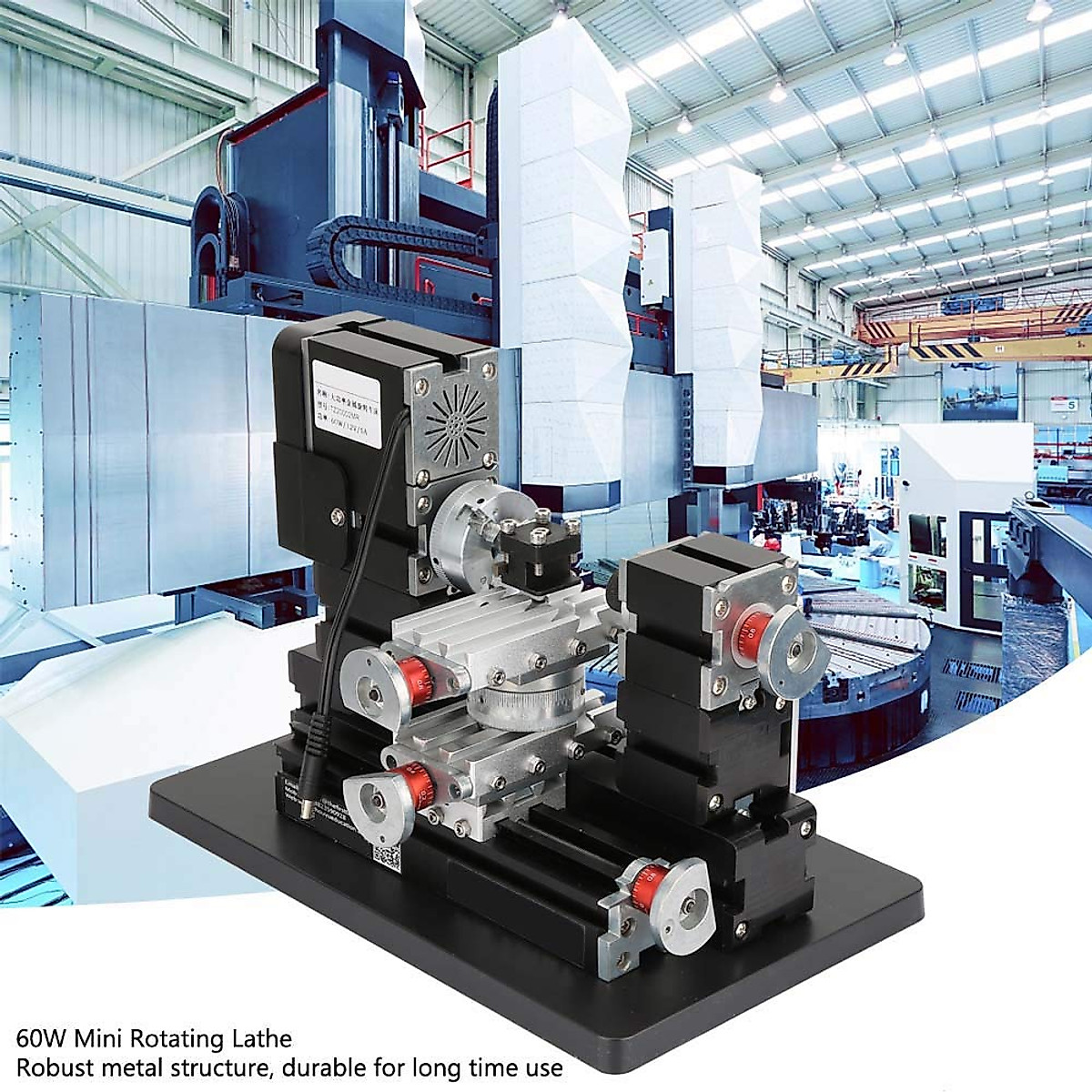 60W Mini Rotating Lathe,12000RPM Metal Rotating Lathe,Mini Lathe Machine Lathe Machine Tools,for Wood Metal Glass Plastic Machining