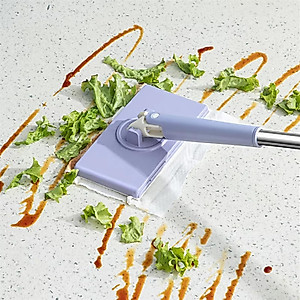 Automatic Cloth Changing Mini Mop, 2025 New Hands-Free Mini Mop with 360°Rotating Head, Portable Push-Pull Handle Design for Bathroom, Kitchen (Purple, 27.9in /71cm)