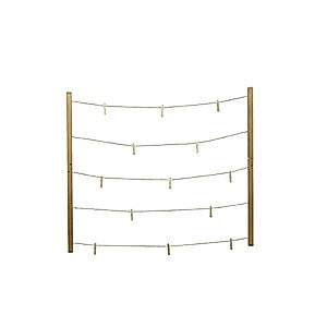 MELANNCO Natural Twine Two Bar Hanging Photo Collage with 30 Wood Clips
