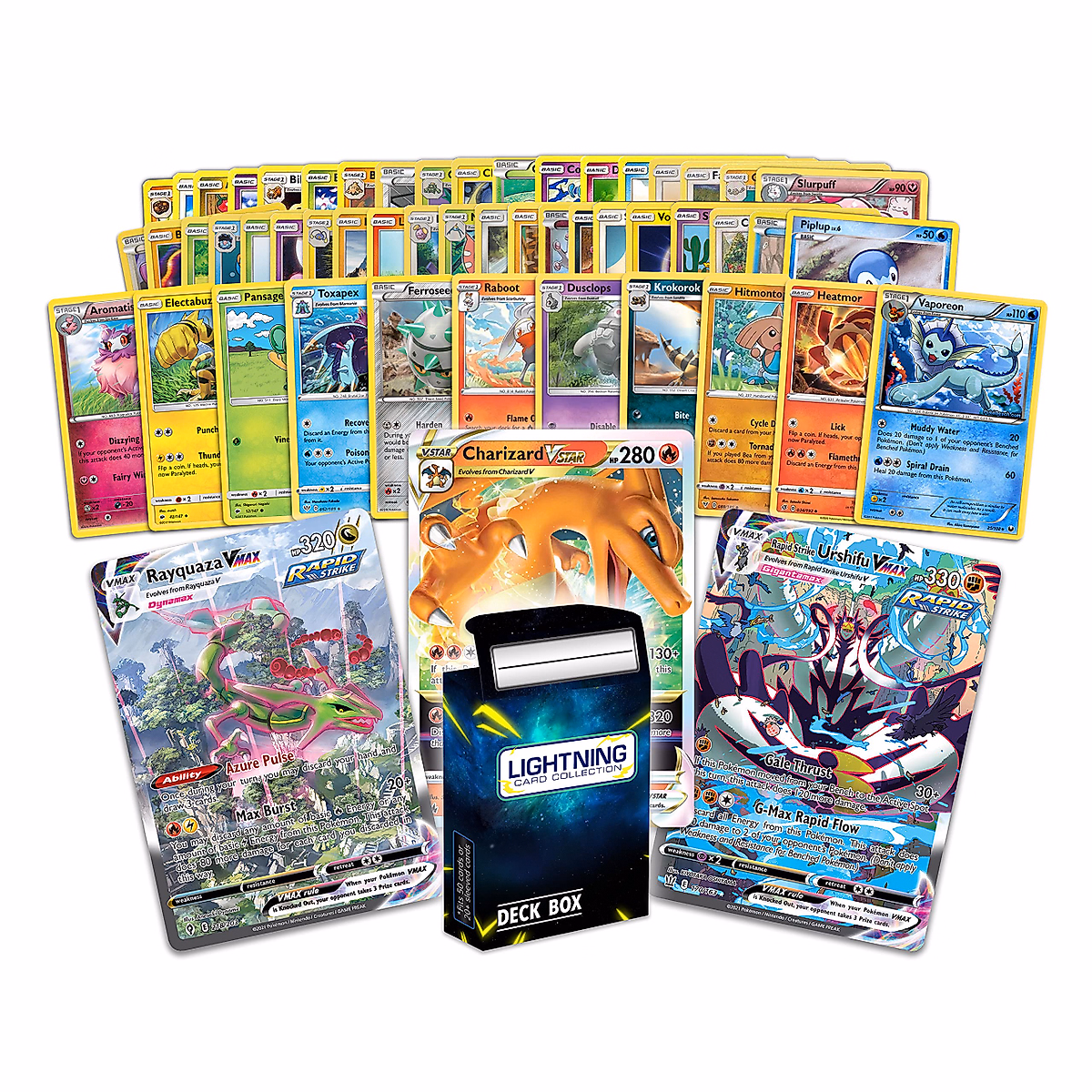 Lightning card collection Vmax/Vstar Bundle |Collectible Trading Card Deck Box Bundle with 50 Pokemon Cards That Includes a Vmax or Vstar Card