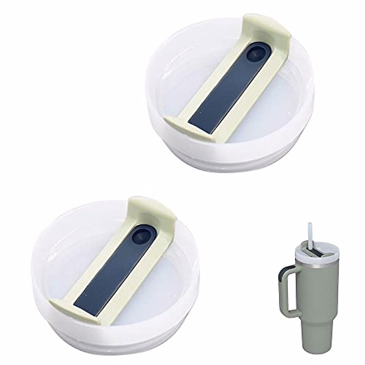 40 OZ Tumbler Lid Compatible for Stanley Quencher, 2 Pack Spill Proof Splash Resistant Stainless Steel Tumbler Covers Fit for Stanley and More Coffee (Blue-green)