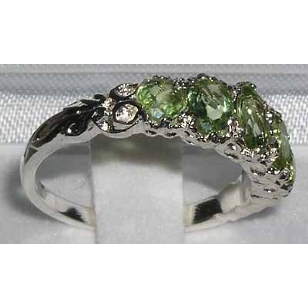 LetsBuyGold 925 Sterling Silver Real Genuine Peridot Womens Band Ring - Size 12