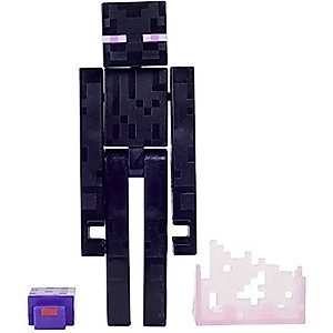 Mattel Minecraft Craft-A-Block Enderman Figure, Authentic Pixelated Video-Game Characters, Action Toy to Create, Explore and Survive, Collectible Gift for Fans Age 6 Years and Older