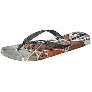 Men's Summer Nature Print Beach Everyday Flip-Flops Slippers Sandals Shoes Orange/Grey (9.5, numeric_9_point_5)