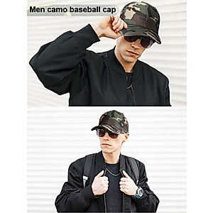 Geyoga 4 Pieces Men Camouflage Baseball Cap Army Military Camo Hat Camouflage Outdoor Sports Cap Camo Tactical Cap Hunting Fishing Hat for Men Women