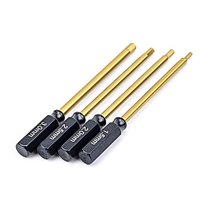 RC Hex Drill Bit 1.5mm 2.0mm 2.5mm 3.0mm Hex Screwdriver Tip RC Hobby Tools Kit for RC Helicopter Model(4PCS)