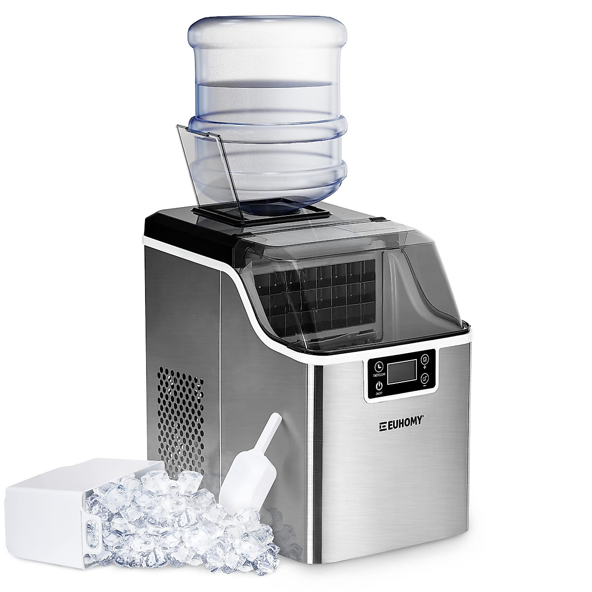 EUHOMY Ice Cube Maker Machine Countertop + New Wave Enviro 3 Gallon BPA Free Round Water Bottle