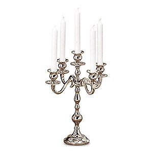 WHW Whole House Worlds Hamptons Five Arm Silver Candelabra, Hand Crafted of Silver Aluminum Nickel, Over 1 Ft Tall (13.75 Inches) from The Hotel Resort Collection