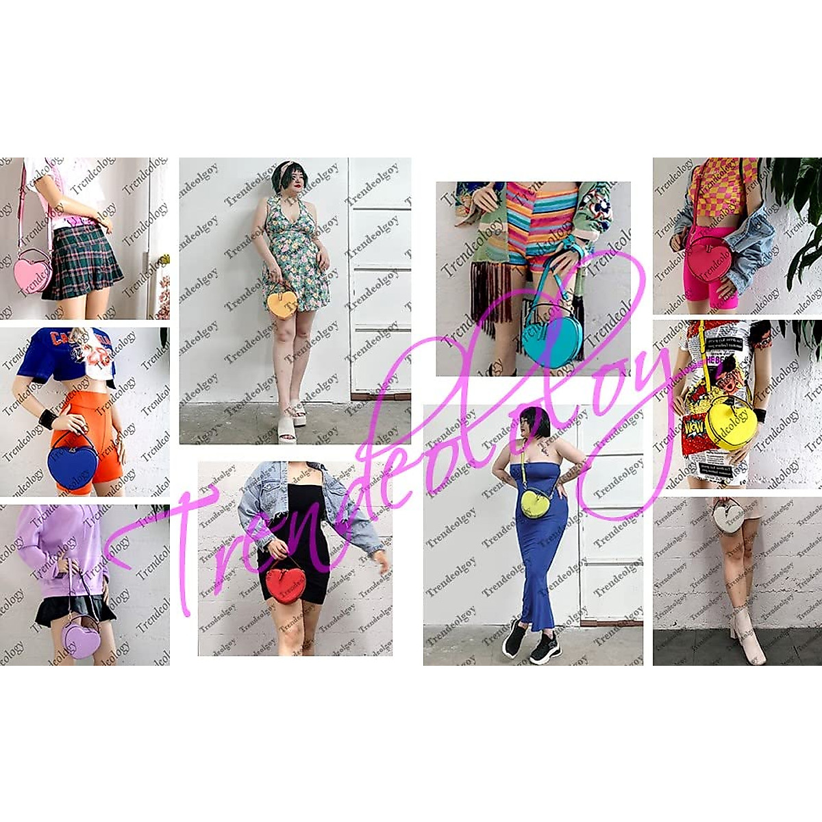 Cute Heart Shape Girls Womens Vegan Leather Small Handle Satchel Crossbody Purse… (Red)