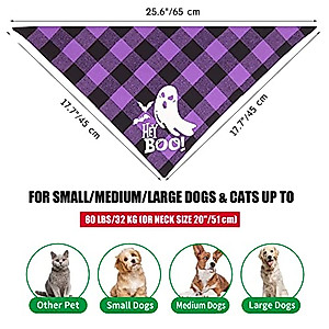 VMPETV 2 Pack Dog Halloween Bandana Glow in The Dark, Fall Dog Bandana Fluorescent Halloween Costumes for Dogs Pumpkin Ghost Scarf Bibs Accessories for Small Medium Large Pets Cats