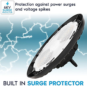 LUXRITE 200/220/240W UFO High Bay LED Shop Lights, Up to 36000 Lumens, 3CCT 3500K-5000K, 5FT Hardwire Cable, Surge Protected, IP65, 120-277V, UL - Warehouse Gym Factory Commercial Lighting 2-Pack