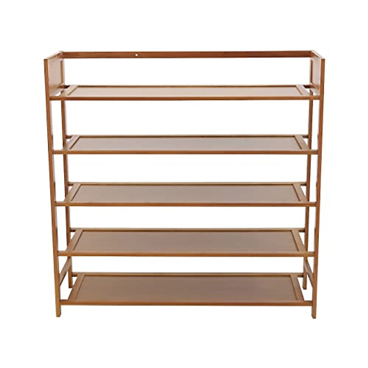 Bathrena 5 Tiers Bamboo Shoe Rack Shoe Rack Cabinet Storage Organizer Free Standing Wooden Shelf Stand Shoe Shelves Shoe Storage Organizer Entryway Shoe Shelf Brown