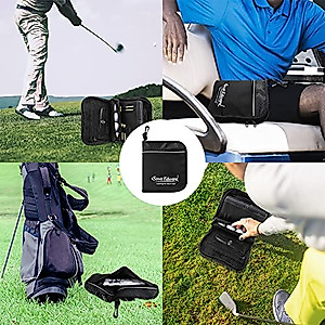 Scott Edward Golf Pouch Bag Golf Valuables Pouch Portable Hook Nylon Material Waterproof and Wear-Resistant for Extra Tees, Pencils, Ball, Markers, Cell Phone, Wallet, Keys, Sunglasses