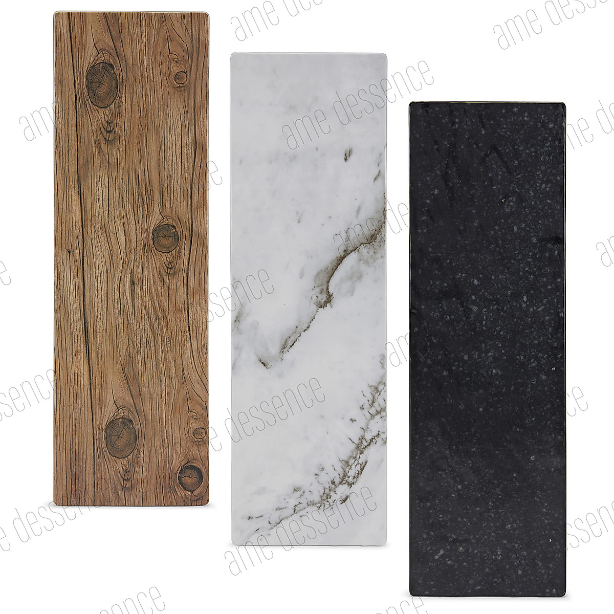 AME D'ESSENCE 20 3/4" x 6 1/4" White Shadow Faux Marble Melamine Serving Board for Meat, Cheese, Vegetables, Bread, and Charcuterie - Decorative Serving Board for Kitchen and Dining Room