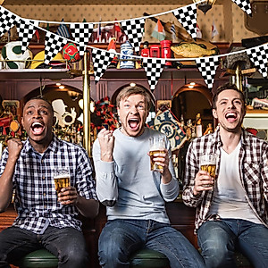 RUBFAC 170ft 120pcs Black and White Checkered Flag Banner Racing Flags Pennant Banner, Nascar Theme Race Car Monster Truck Birthday Party Decorations, Monster Jam Party Supplies