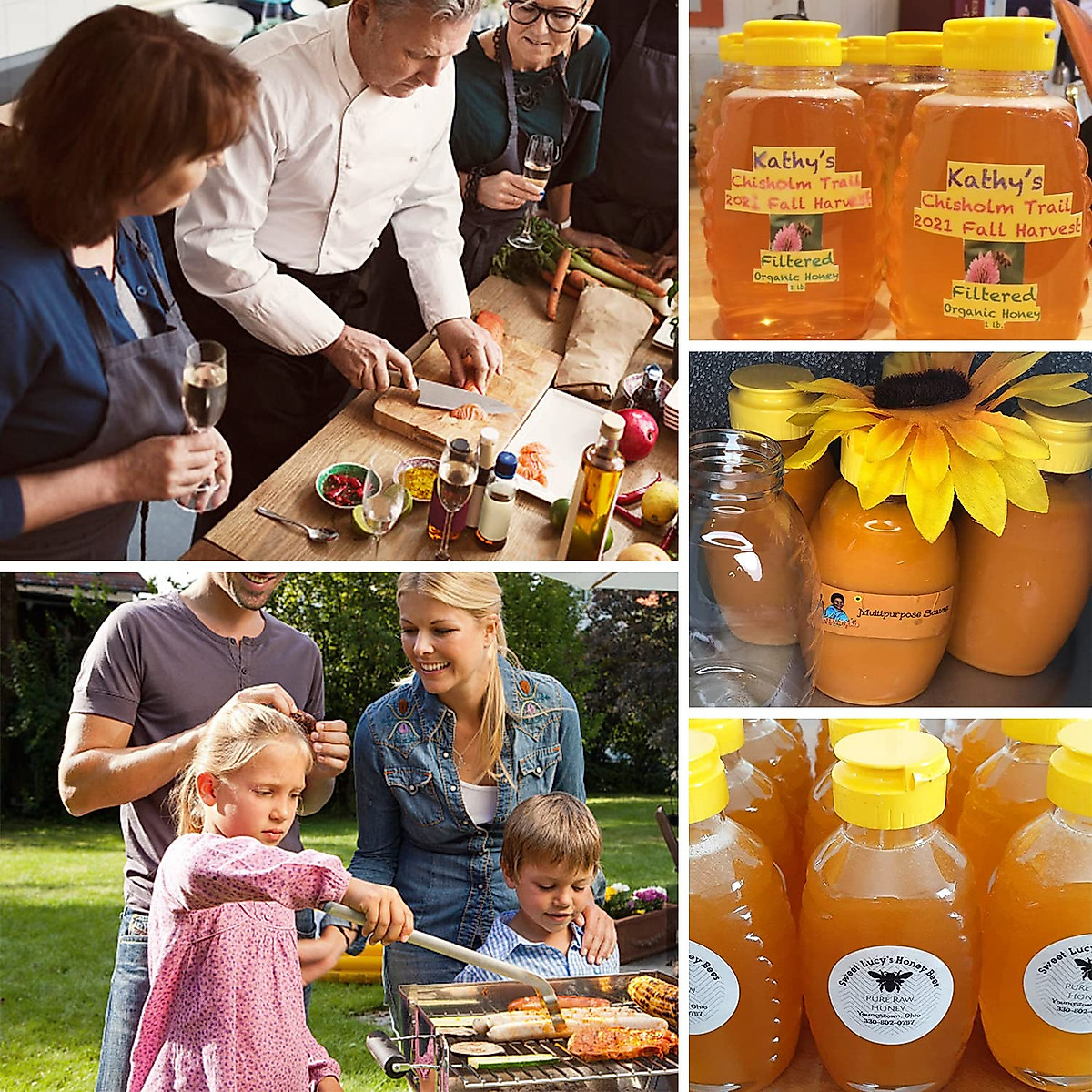 8 Pcs 16oz Clear Plastic Honey Bottles,Refillable Squeeze Honey Containers Jars for Storing Dispensing Fresh Honey,Syrup,Leak Proof Flip-Top Lids