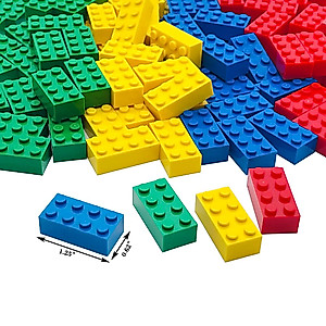 120Pieces Classic Building Bricks Blocks Toy Set 2x4 MOC Building Basic Bricks Parts and Pieces Compatible with Major Brands STEM Creative Construction Toys for Kids 6+ (Red, Yellow, Blue, Green)