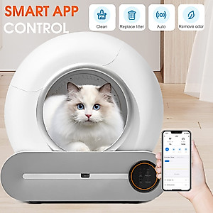 TAKOYI Self-Cleaning Cat Litter Box with APP Control, Large Capacity 65L+9L Box, No Scoop Ionic Deodorizer & Health Monitor & Litter Mat