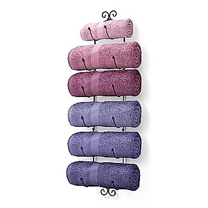 Sorbus Towel Rack Wall Mounted – Metal Towel Holder for Bathroom Wall, Washcloth, Rolled Bath Towels, Spa, Gym, Camper Rv, Shelf Cabinet - 6 Level Wine Rack Wall Mounted for Kitchen Bar, Wine Cellar