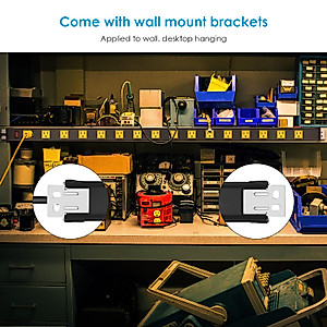 JUNNUJ Long Metal 16 Outlet Power Strip, Wide Spaced Garage Industrial Power Strip, Heavy Duty Power Strip with 6 FT Cord 15A, 125V, 1875W. Yellow