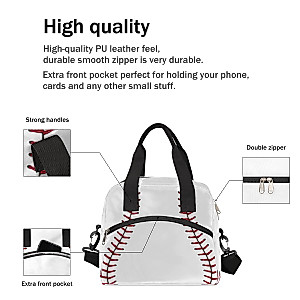 Baseball Lunch Bag for Women Men Insulated Reusable Lunch Box with Adjustable Shoulder Strap Cooler Tote Bag for School Work Picnic Beach Hiking