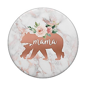 Mama Bear Baby Cub Blush Pink Marble Watercolor Floral PopSockets PopGrip: Swappable Grip for Phones & Tablets PopSockets Standard PopGrip