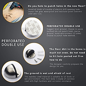 Techoln 4 Pack Door Stoppers, 3M Adhesive Door Holder Door Stop, Stainless Steel Door Stop for Home Hotel, Snowboard Hanger, No Need to Drill Floor Door Stop