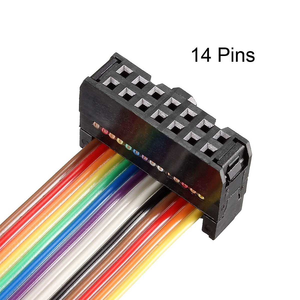 uxcell IDC Rainbow Wire Flat Ribbon Cable 14P D-type FC/FC Connector 2.54mm Pitch 1m/39.3inch Length