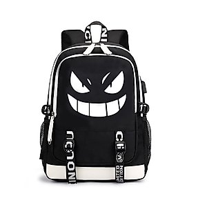 WZCSLM 15.6 Inch Stylish Computer Backpack Teens Bag College School Casual Daypack With USB Port Business Backpack Laptop Bag for Cartoon Glow at nightPattern(Ghost eye1)