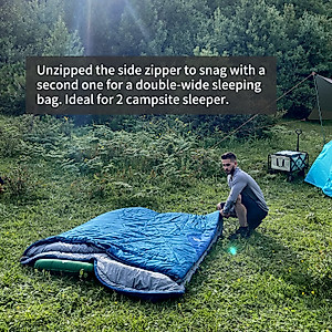 Unigear Camfy Bed 30°F Sleeping Bag – Premium Comfortable Sleeping Bag for Adults and Kids – Lightweight Portable for 3 Season Camping(Light Blue, Regular)