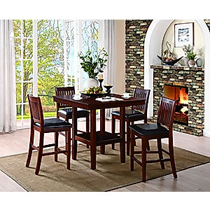 Homelegance Galena 5-Piece Counter Height Dining Set, Cherry