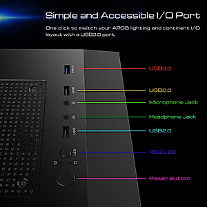 GAMDIAS ATX Mid Tower Gaming Computer PC Case with Side Tempered Glass, 4X 120mm ARGB Case Fans and Sync with 5V RGB Motherboard and Excellent Airflow
