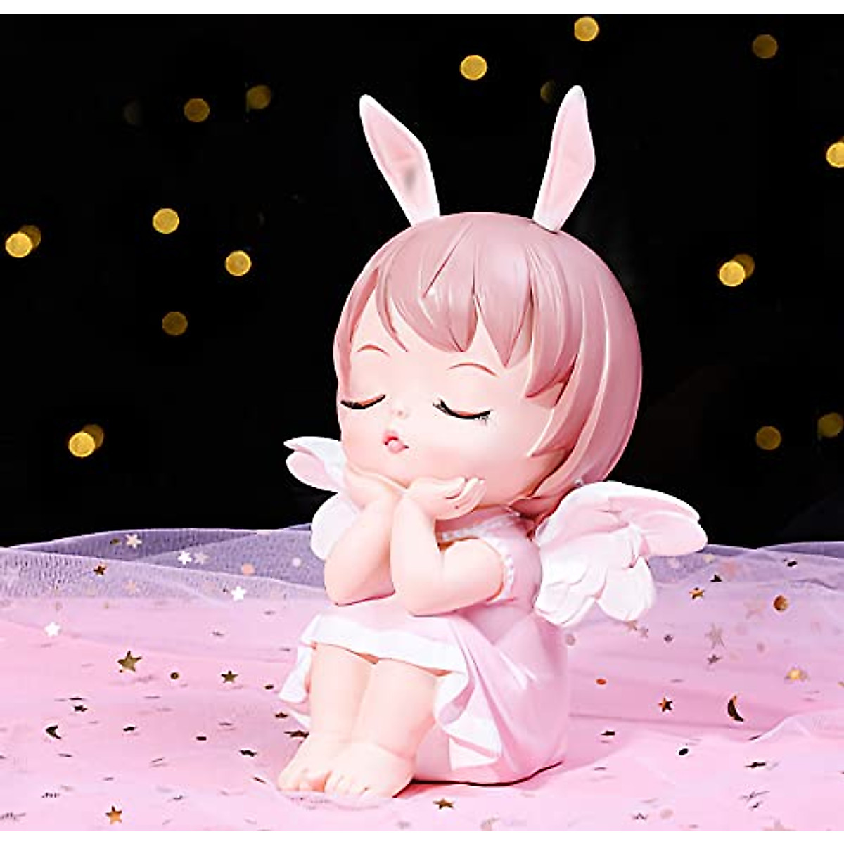 Guardian Angel Cute Piggy Bank for Girls Makes a Perfect Unique Gift, Nursery Décor, Keepsake, Baby Baptism Gift, or Savings Piggy Bank for Baby Pink