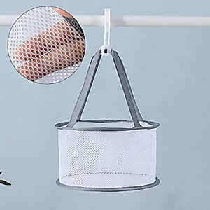 Cbhfmljd 2* Hanging Mesh Drying Rack Basket Portable Mesh Shower Makeup Organizer W/Cover, Mini Mesh Shower Dry Basket, Beauty Sponge Blender, Windproof Airing Drip Dryer Rack for Bathroom, Laundry