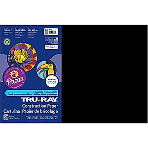 Tru-Ray® Construction Paper, 50% Recycled, 12" x 18", Black, Pack of 50