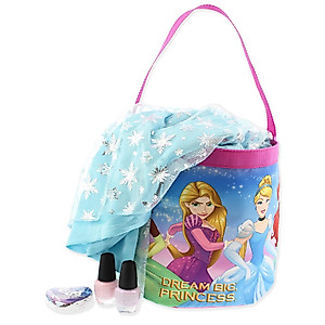Disney Princess Girls Collapsible Nylon Gift Basket Bucket Tote Bag (One Size, Pink)
