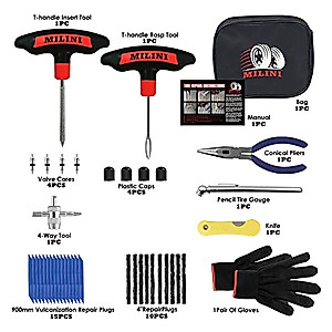MILINI Tire Repair Kit, 42pcs Tire Plug Kit for Car, Truck, Tractor, Motorcycle, ATVT, RV, Tractor Heavy Duty Flat Tire Puncture Repair