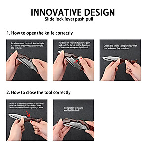 SDOKEDC Damascus Steel Folding Knife Pocket Knife Yellow Sandalwood Handle Mechanical Lock Outdoor Camping Survival (Curved blade)