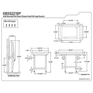 Kingston Brass KBSS2216P Adascape Shower Seat, Brushed Stainless Steel